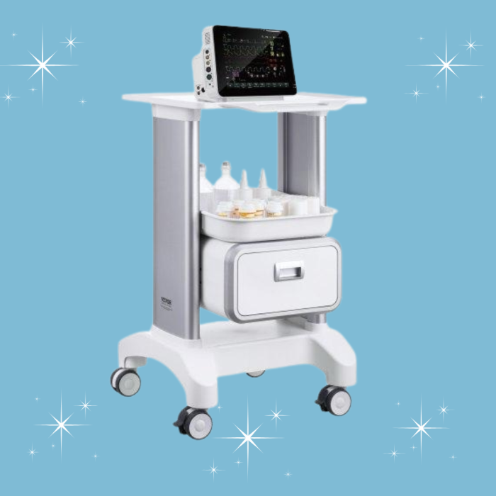 Top 2-Tier Mobile Medical Cart with Drawer and Tray